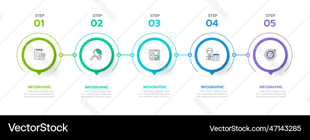 Infographic 5 steps timeline roadmap with circles Vector Image