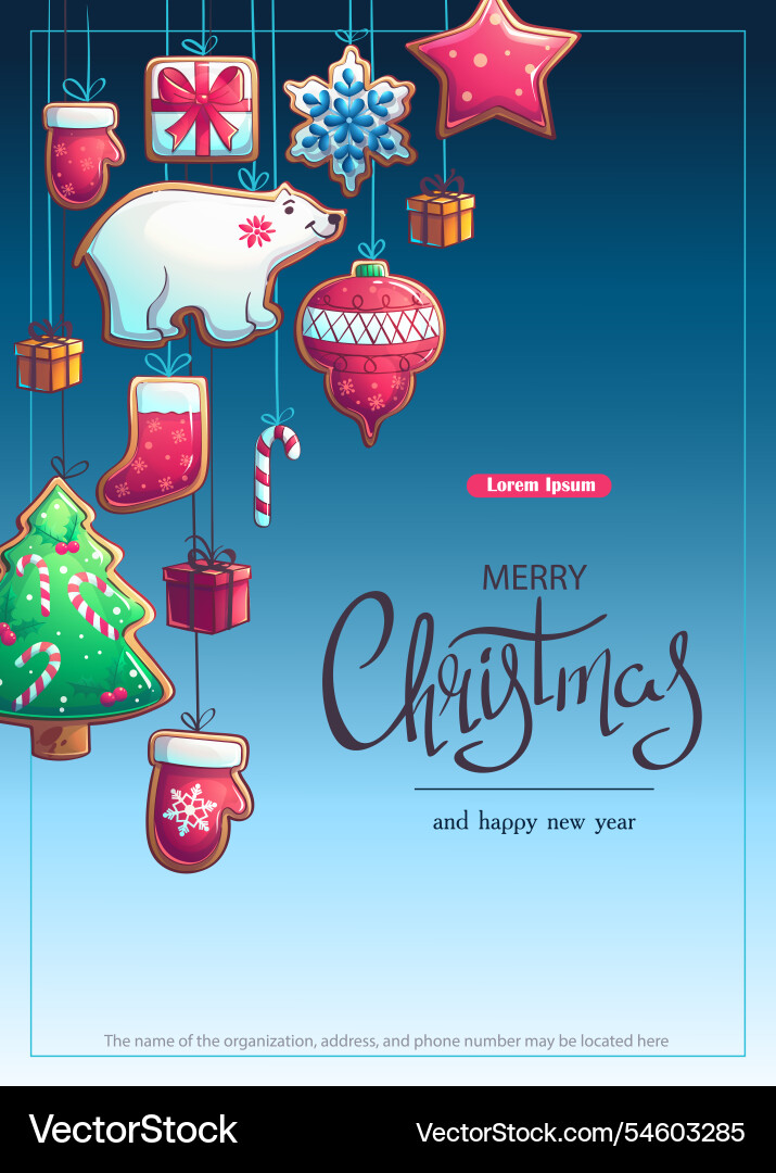 Merry christmas postcard - background with new Vector Image