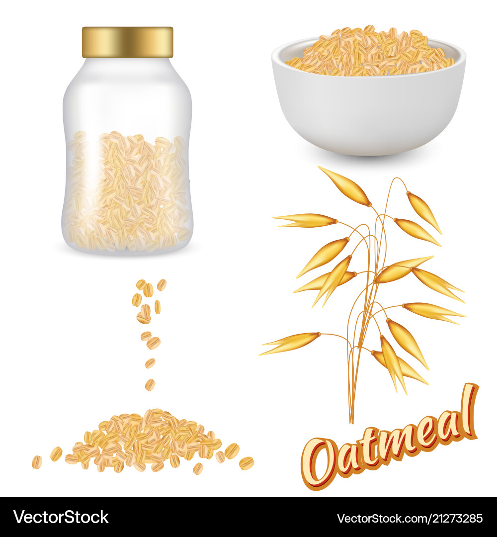 Oatmeal set realistic Royalty Free Vector Image