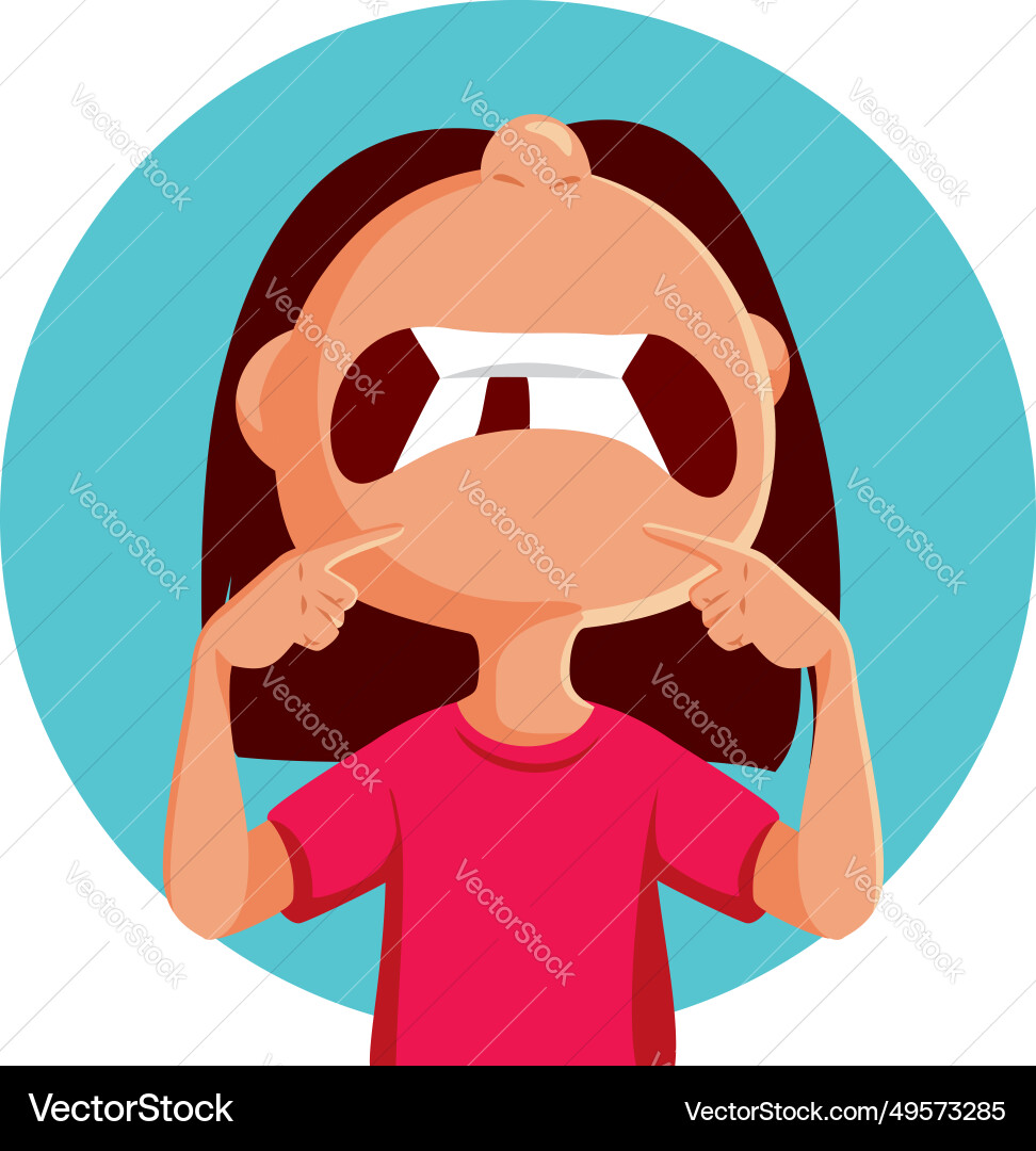 Toddler girl missing a tooth funny cartoon Vector Image
