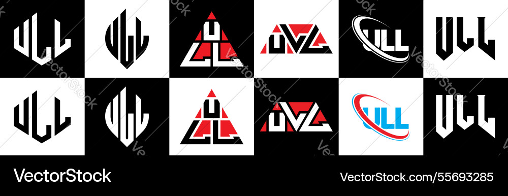 Ull letter logo design in six style polygon Vector Image