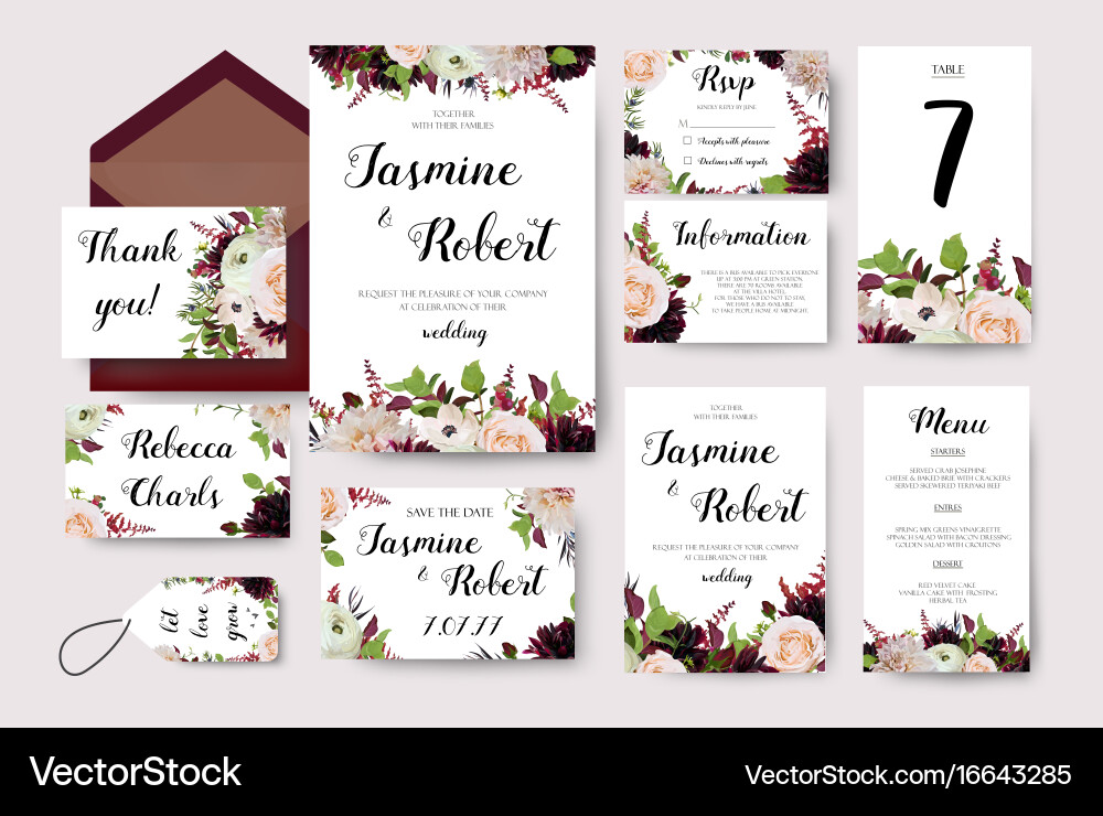 Wedding invitation flower invite card design Vector Image
