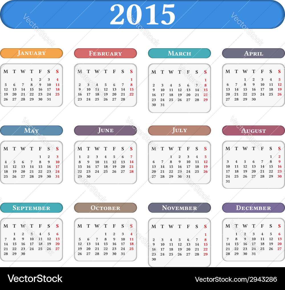 2015 calendar Royalty Free Vector Image - VectorStock