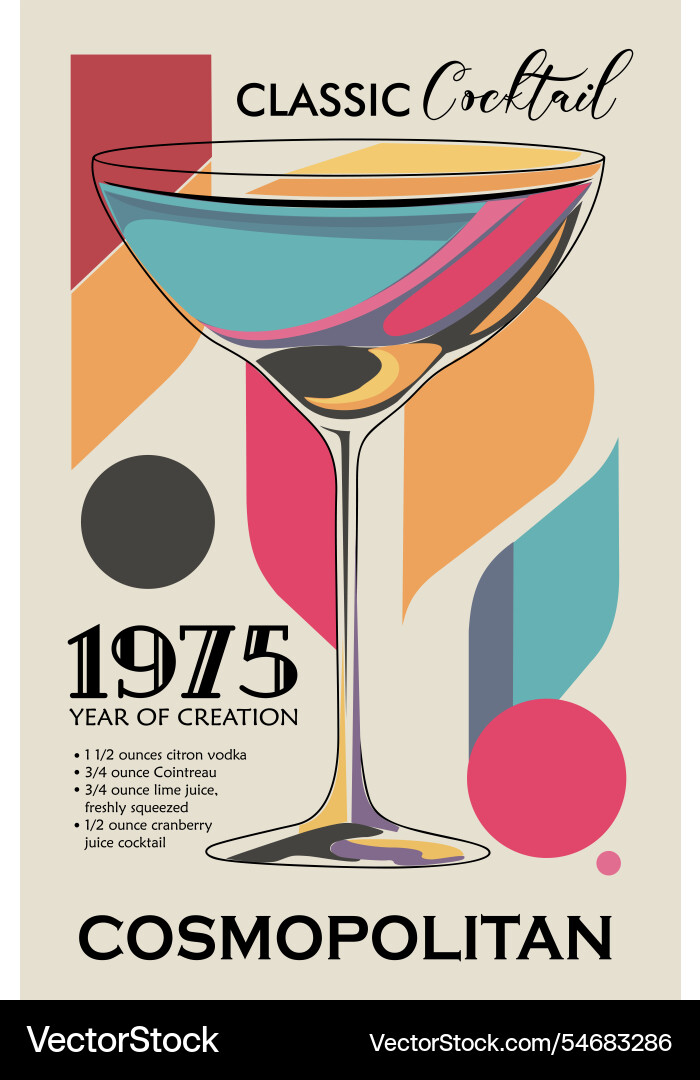 Cosmopolitan cocktail retro poster Royalty Free Vector Image