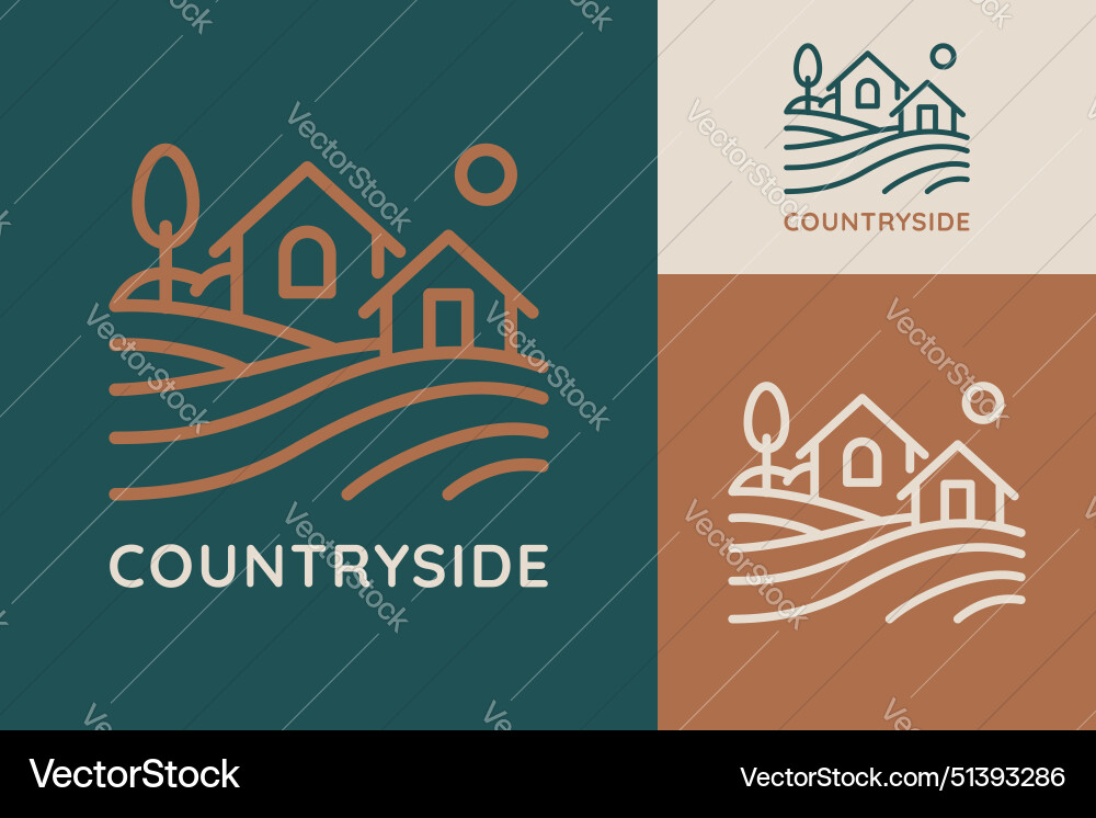 Countryside logo rural bliss abstract terraced Vector Image
