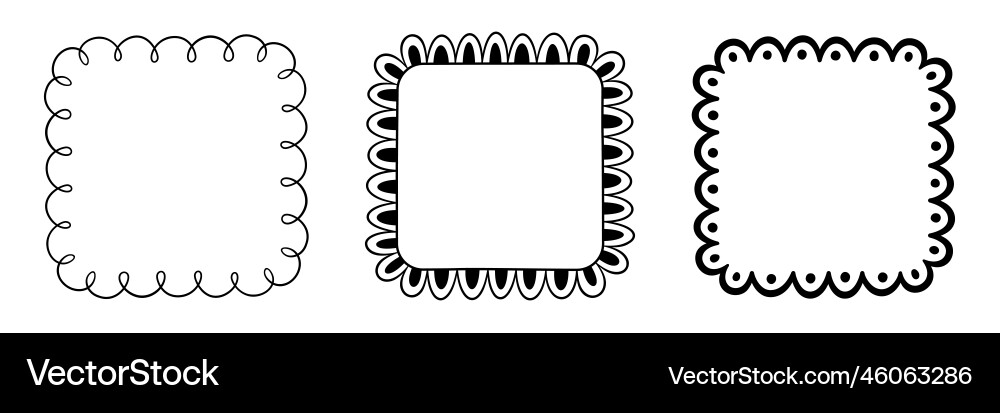 Doodle circle scalloped frame hand drawn Vector Image