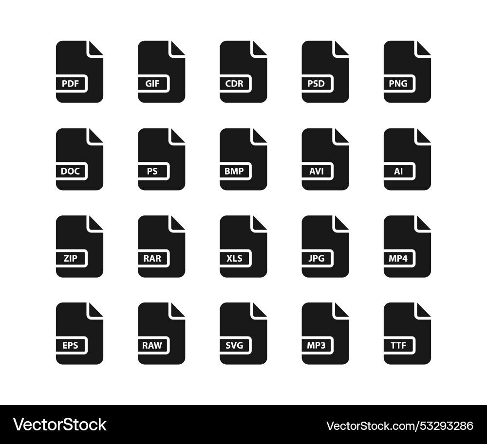 File format icon set or type Royalty Free Vector Image File format icon set or type Royalty Free Vector Image