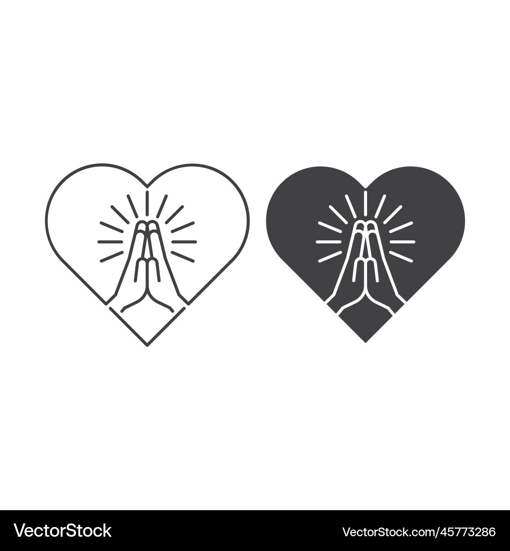 Love praying concept pray with heart icon template