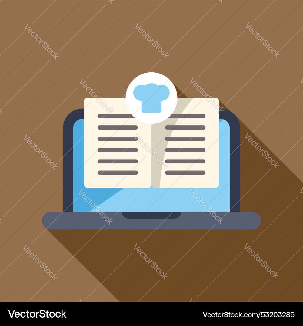 Online culinary course with laptop showing Vector Image