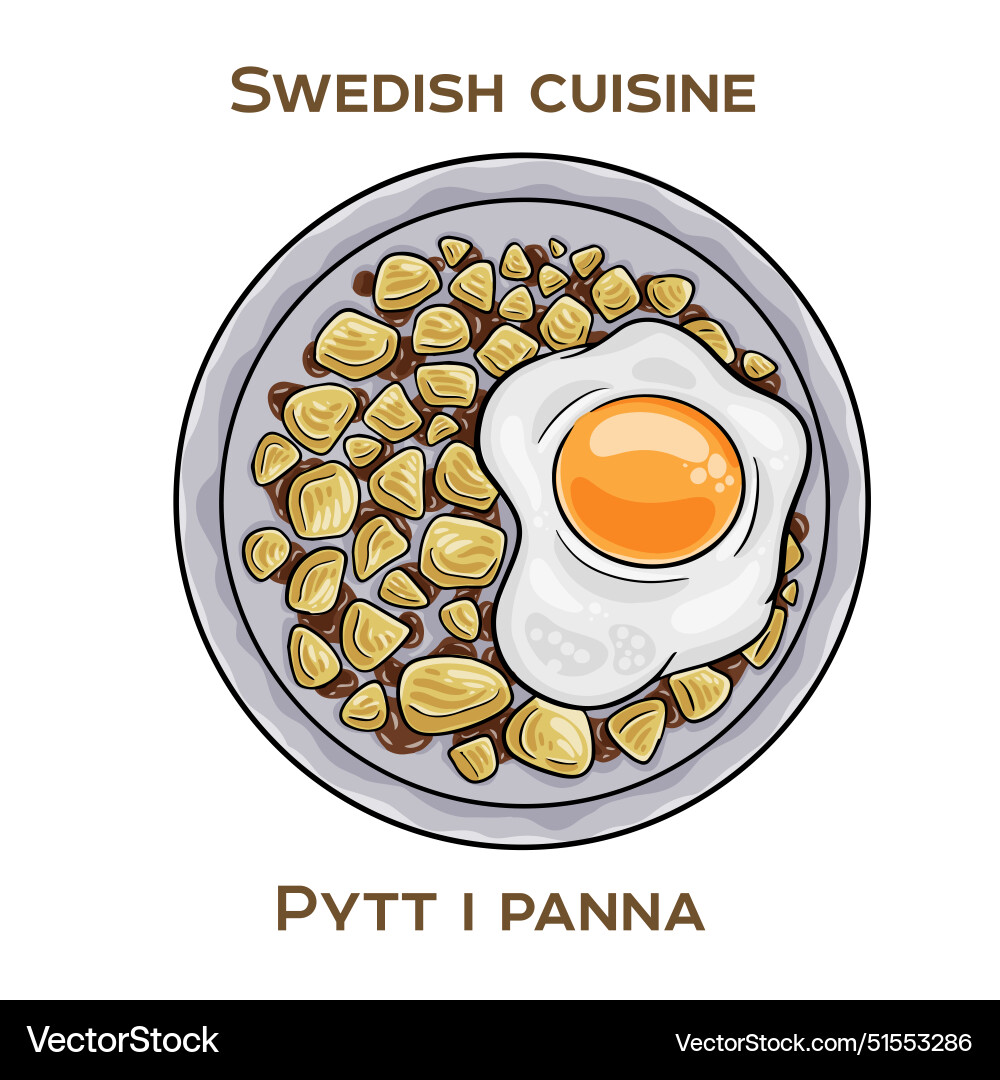 Pytt i panna is a classic swedish dish featuring Vector Image