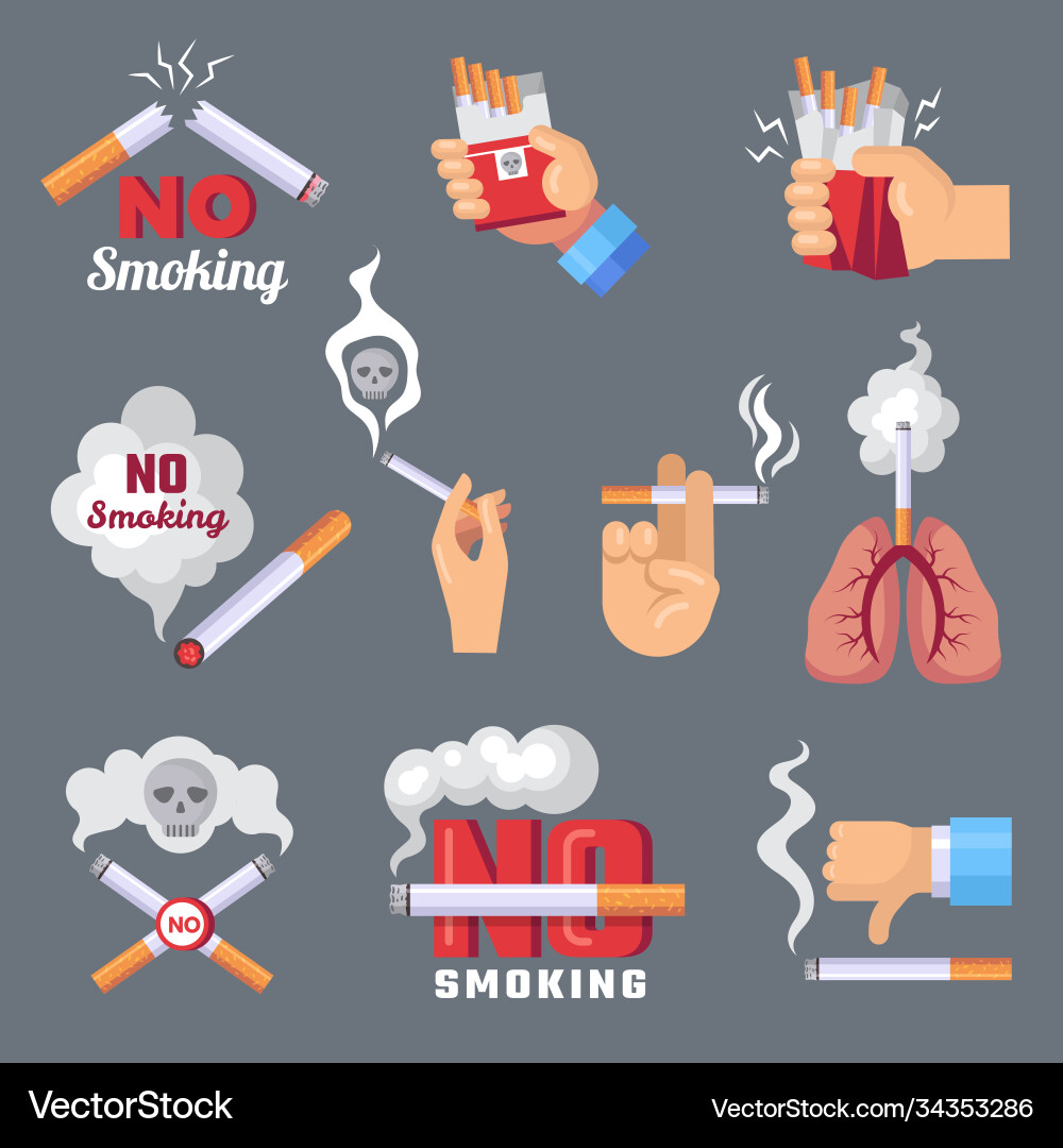 Smoke icon lungs and cigarette inhalation Vector Image