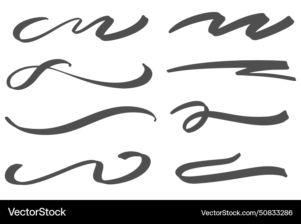 Swoosh lines hand drawn swash and swish Royalty Free Vector