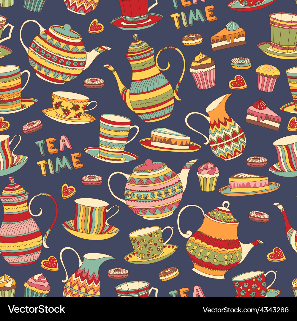 Tea time pattern Royalty Free Vector Image - VectorStock
