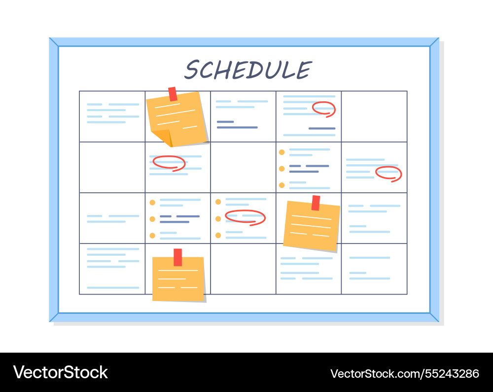 Weekly schedule board Royalty Free Vector Image
