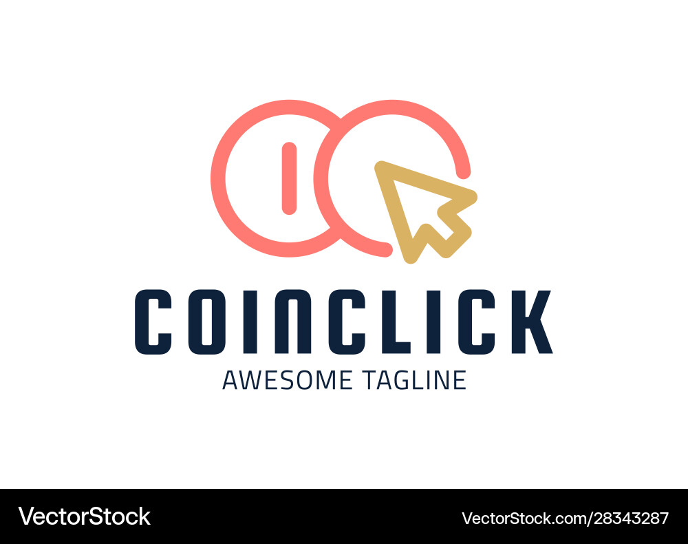 Computer mouse and two coins logo click on money Vector Image