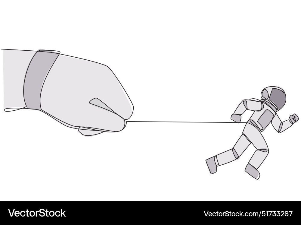Continuous one line drawing astronaut run Vector Image
