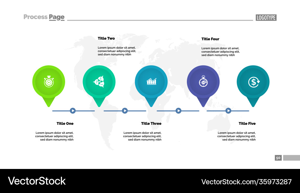 Five elements process diagram template Royalty Free Vector