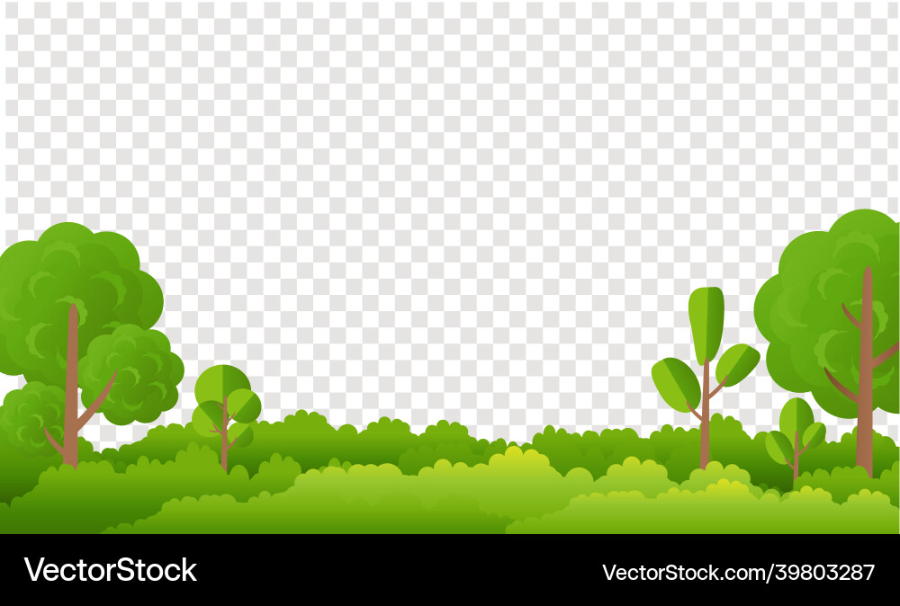 Green landscape with tree border isolated Vector Image