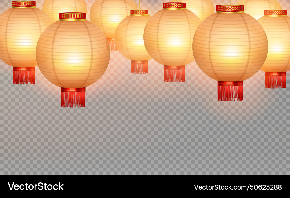 Chinese lanterns realistic transparent background Vector Image