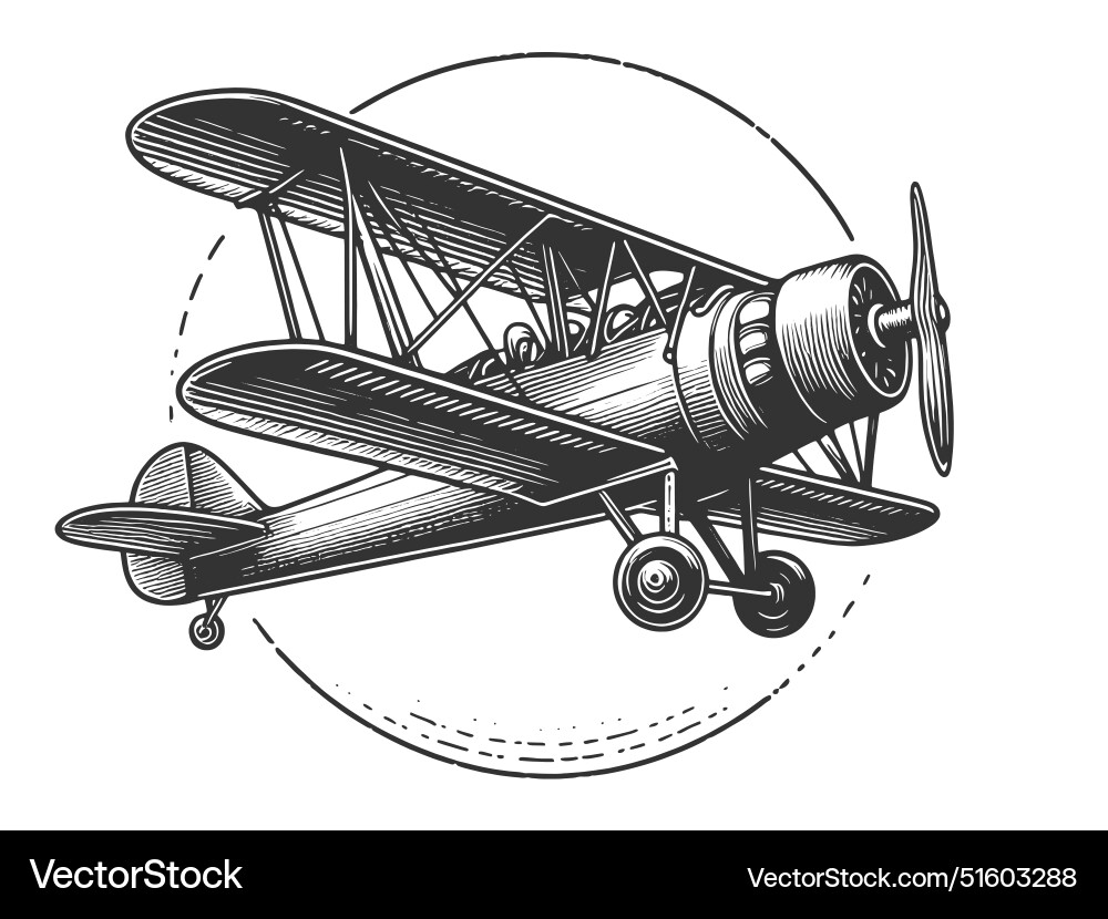 Classic biplane airplane Royalty Free Vector Image