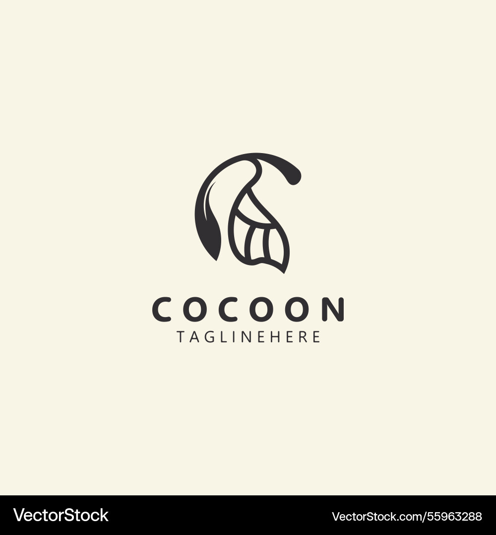 Cocoon logo butterfly silkworm symbol caterpillar Vector Image