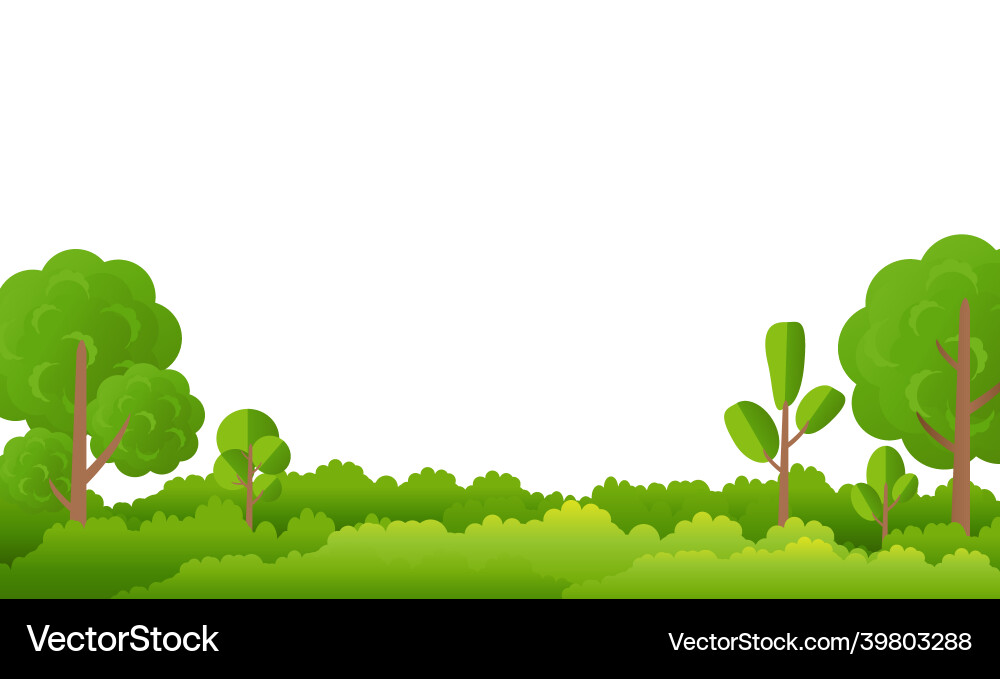 Green landscape with tree border isolated Vector Image