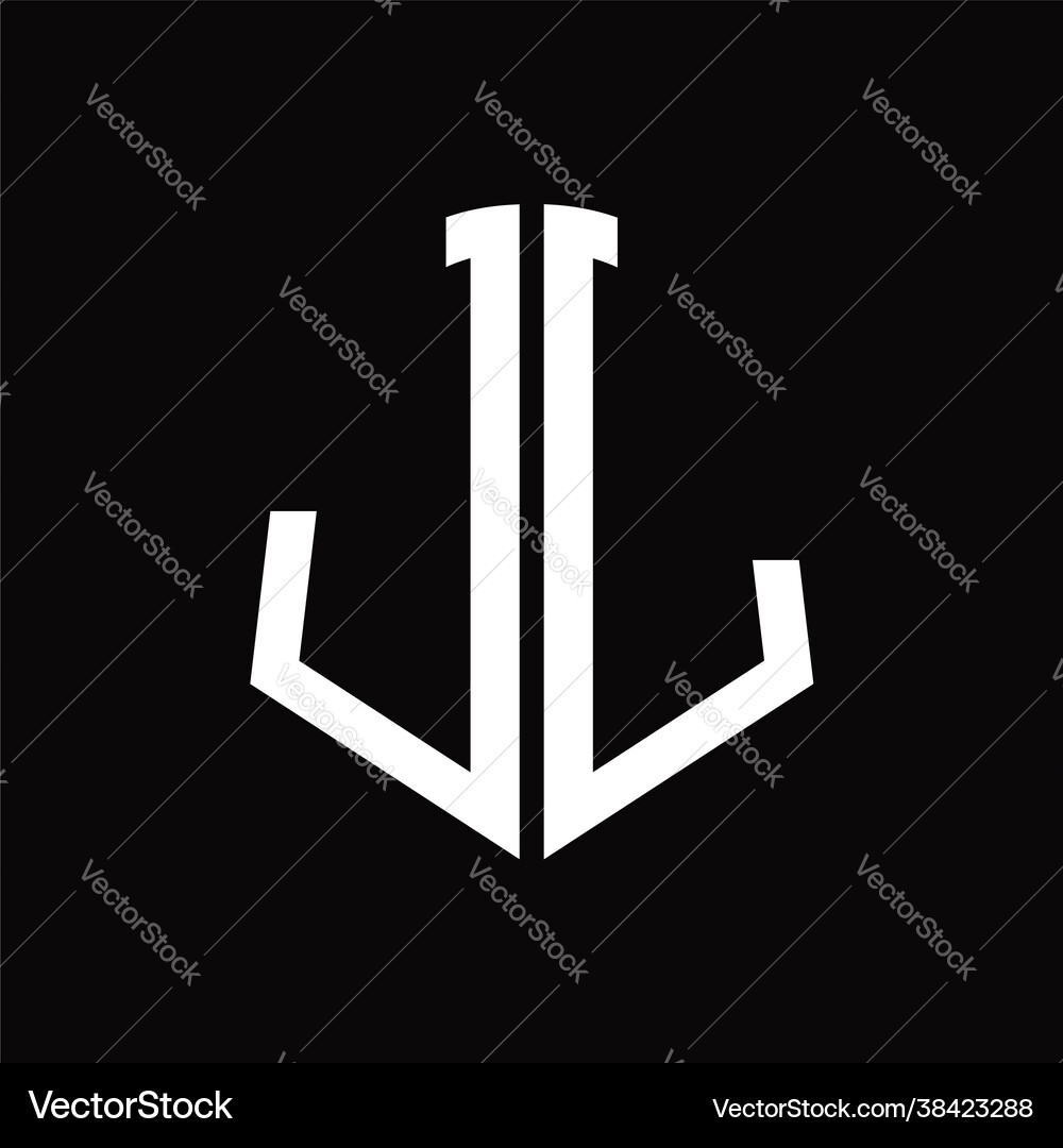 Jl logo monogram with shield shape ribbon design Vector Image