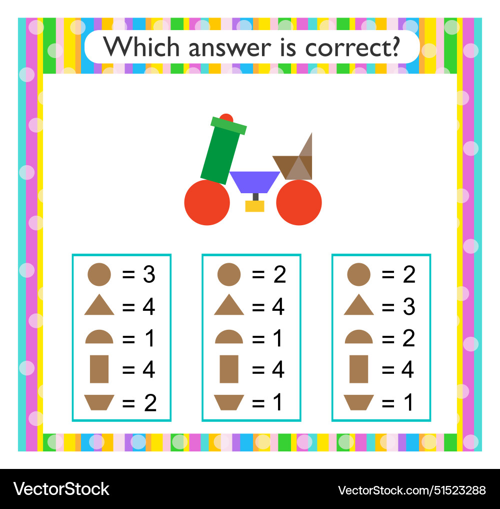 Math activity for kids find the correct answer Vector Image