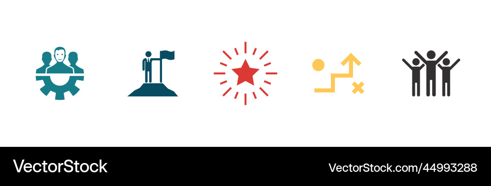 Team Strategy Icons - Leadership & Excellence Vector Image