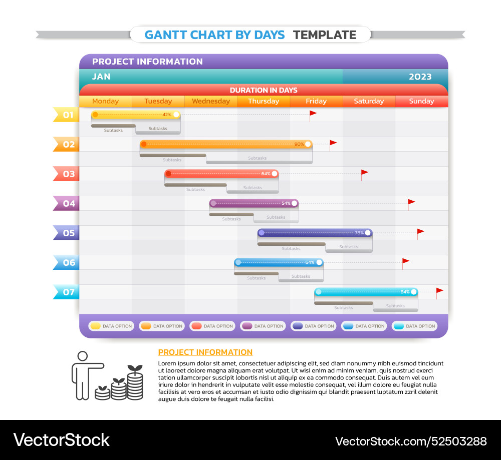 Timeline gantt chart infographic template Vector Image