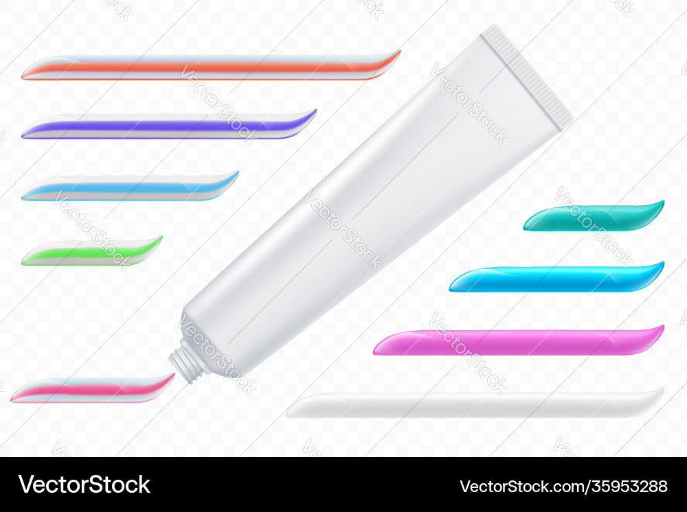 Tube with a set colored toothpaste Royalty Free Vector Image