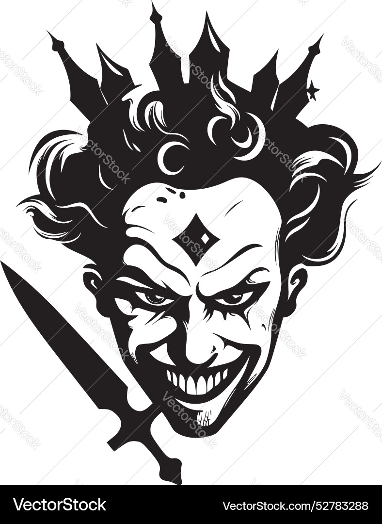 Twisted troupe sinister clown emblem eerie Vector Image