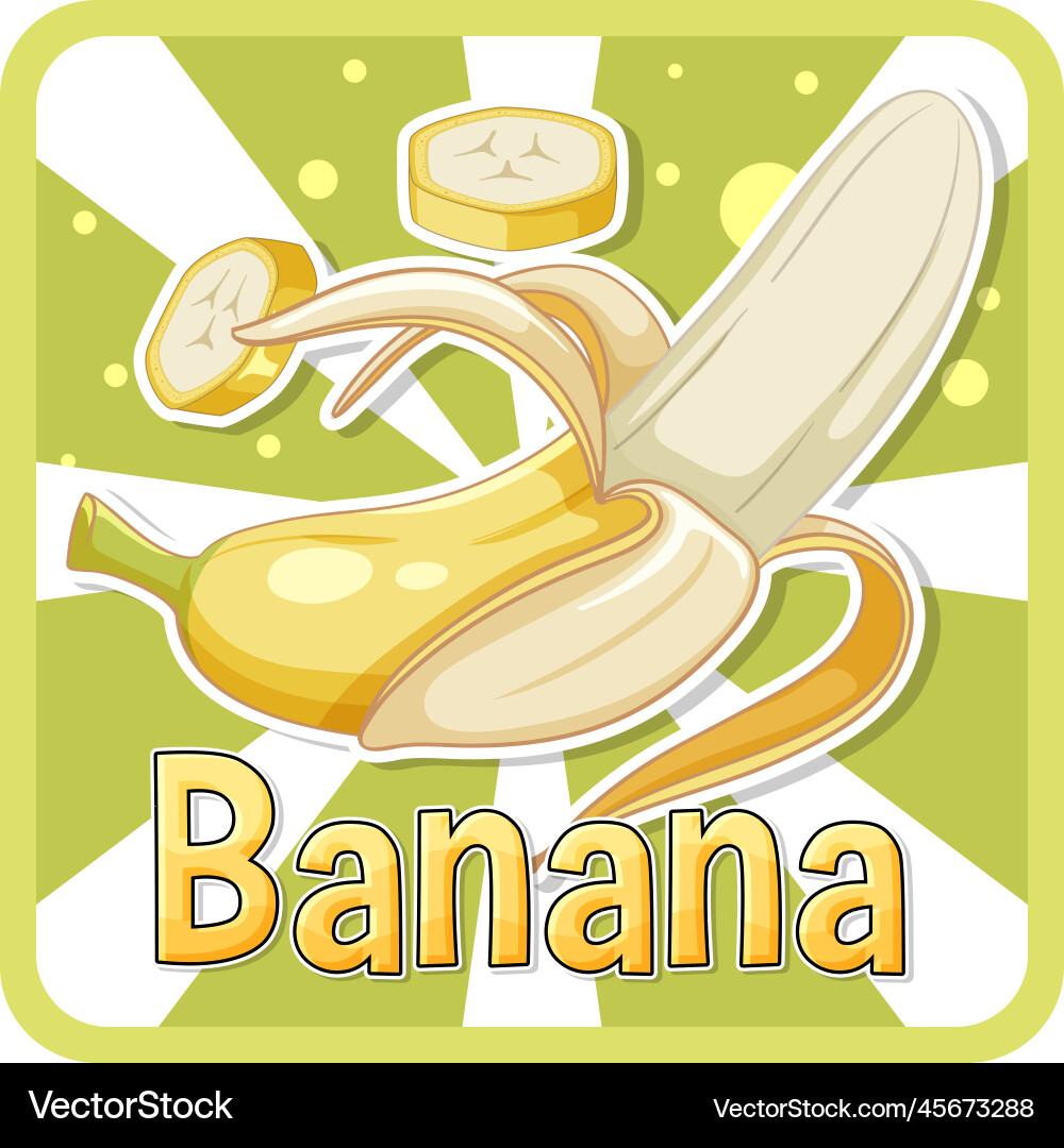 Yellow banana fruit with background Royalty Free Vector