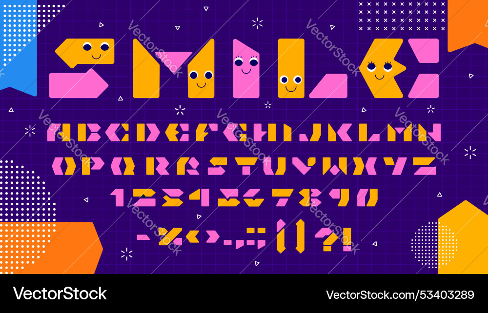 Creative geometric module font abstract bold type Vector Image