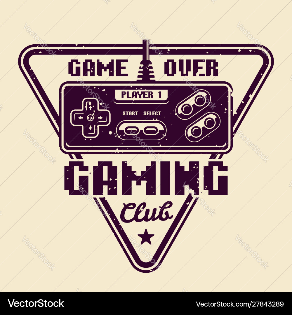 Gaming club emblem with retro gamepad Royalty Free Vector