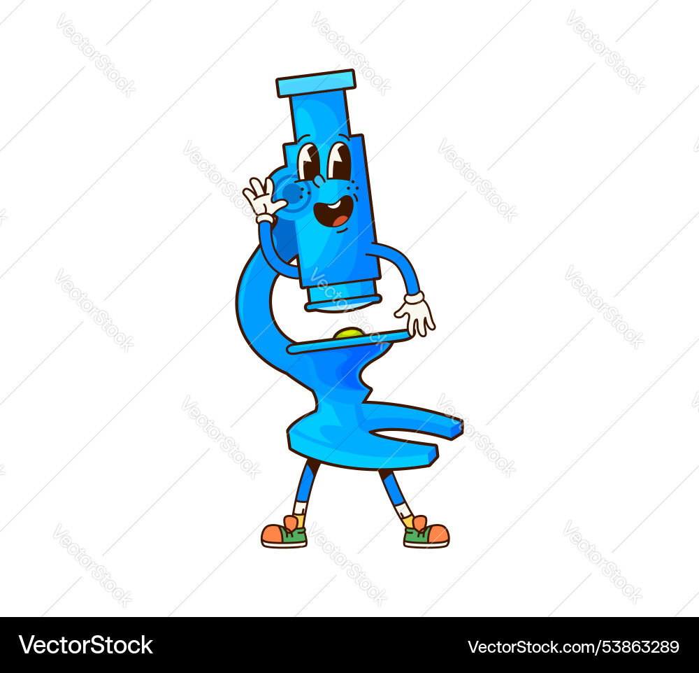 Groovy school microscope funny character Vector Image