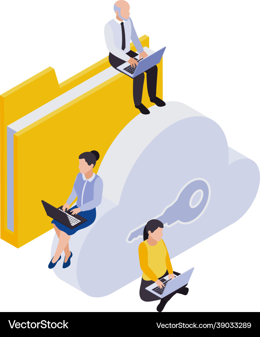 Key working isometric composition Royalty Free Vector Image