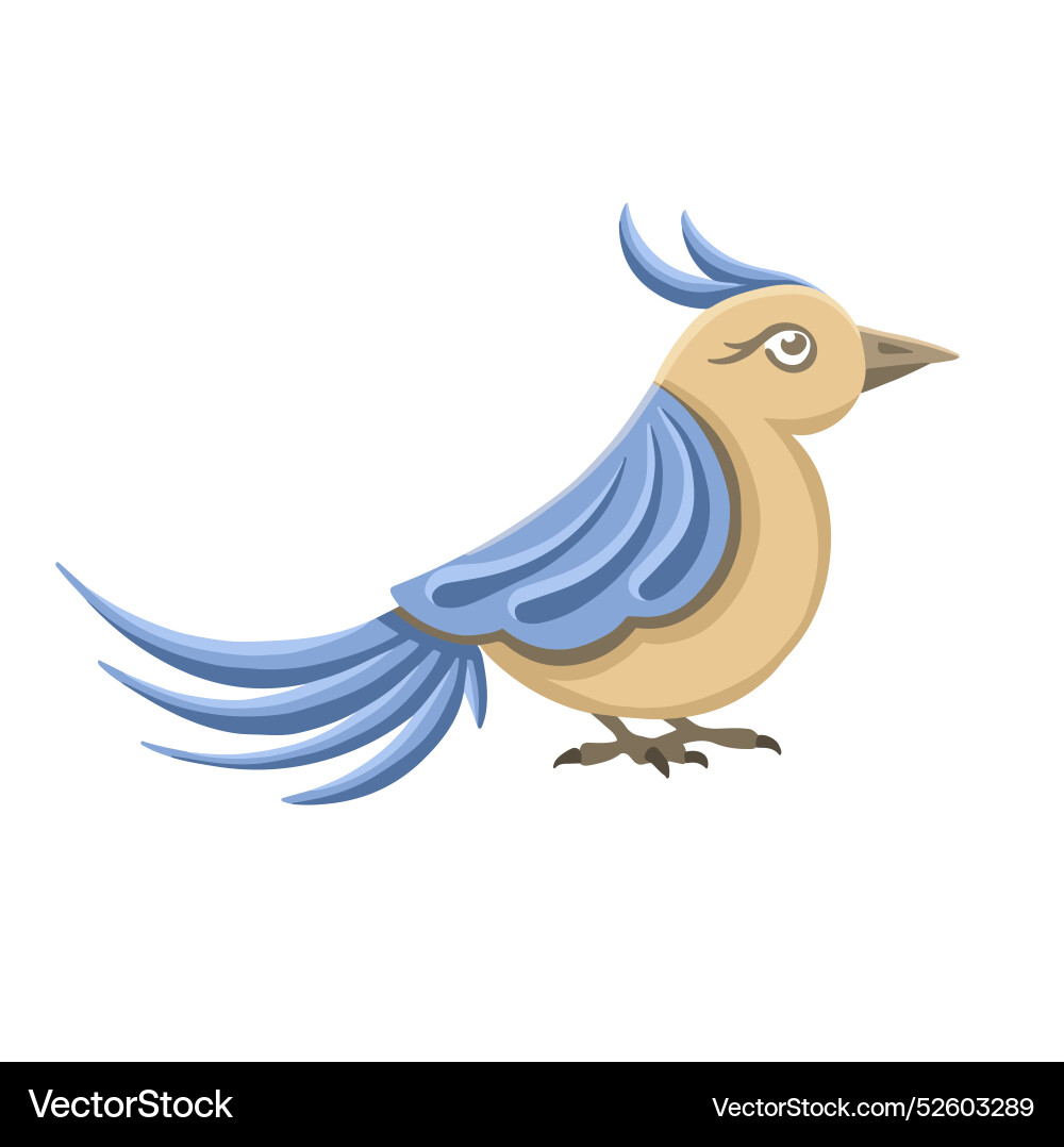 Little blue bird with a crest hand drawn Vector Image