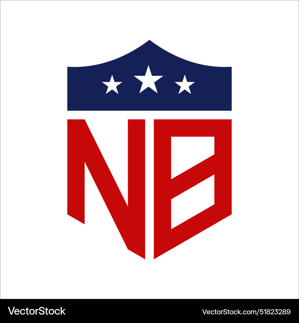 Patriotic nb logo design letter Royalty Free Vector Image
