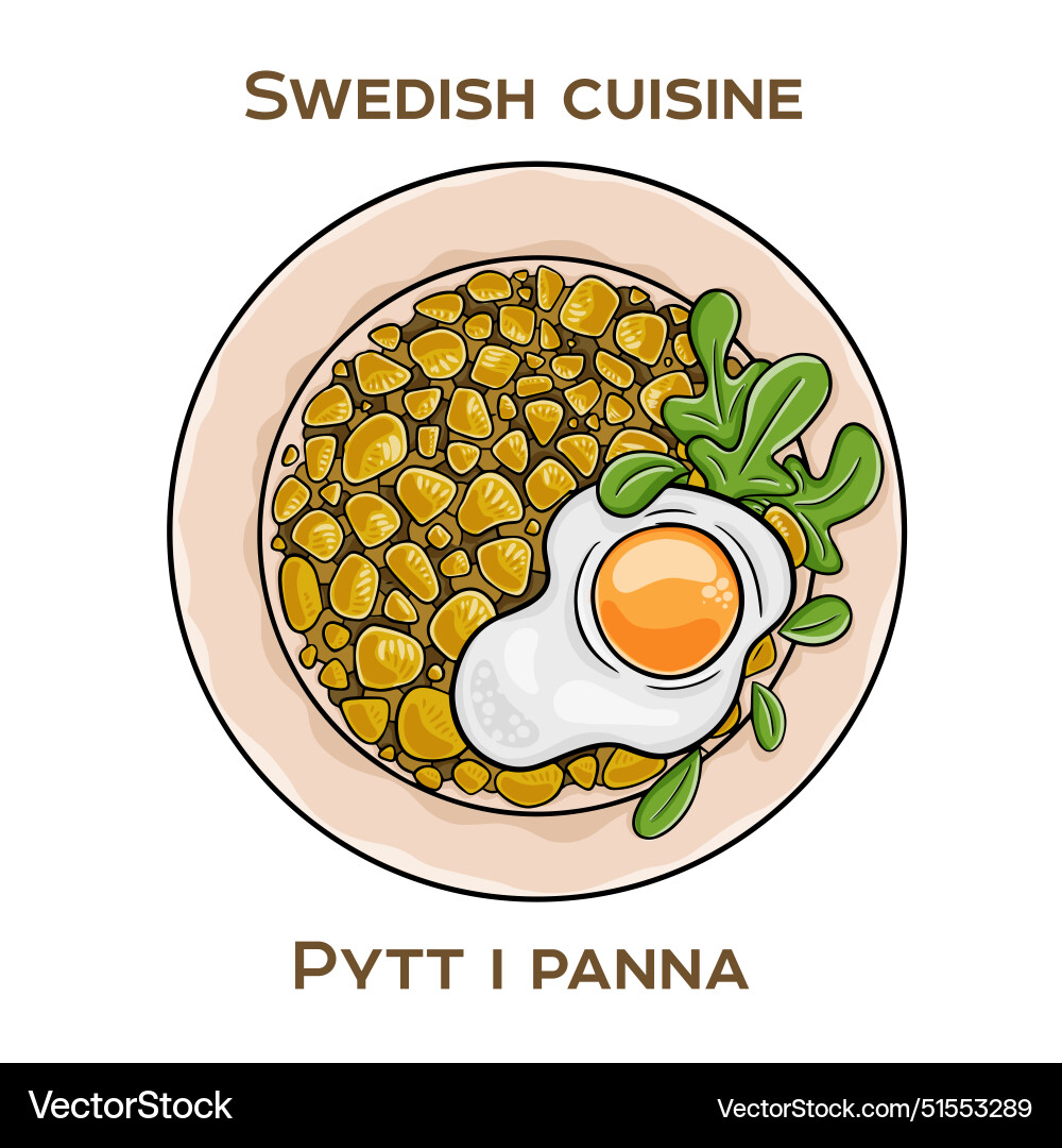 Pytt i panna is a classic swedish dish featuring Vector Image