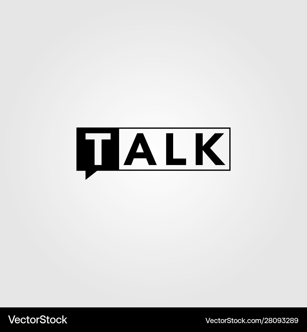 Talk text logo icon square negative space symbol Vector Image