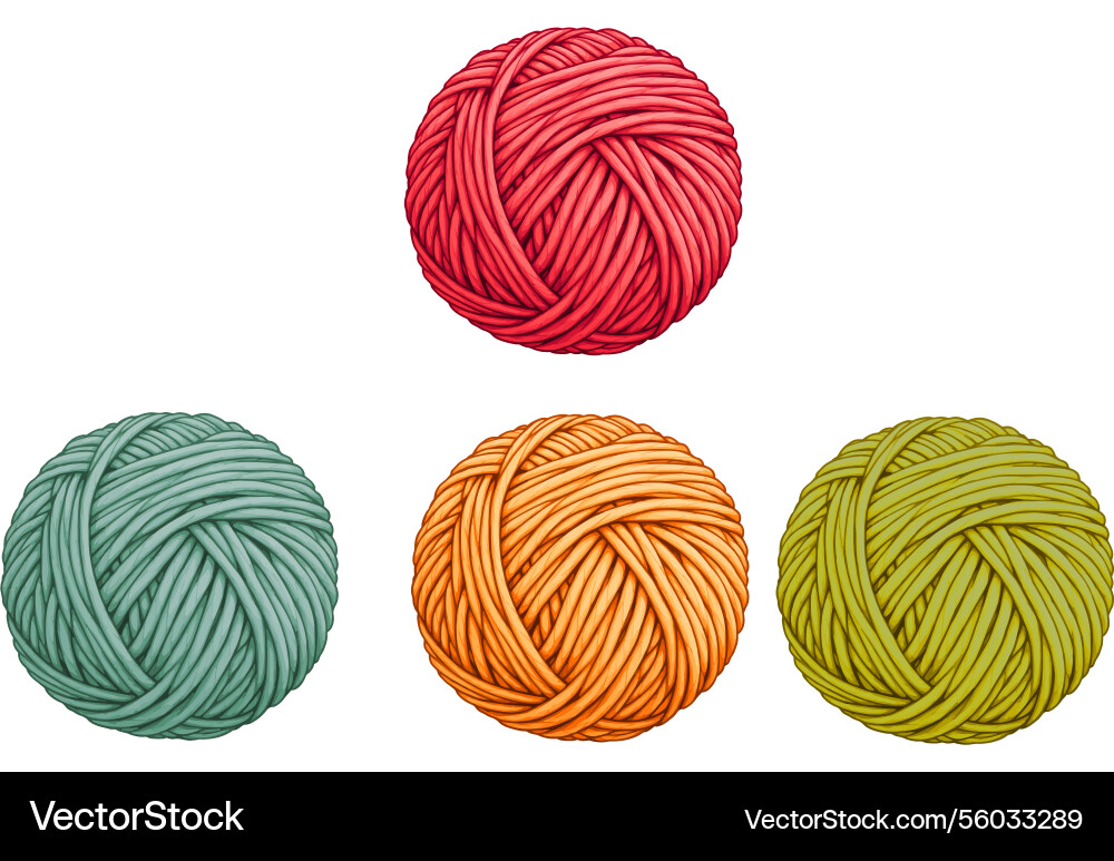 Vibrant Yarn Balls - Crafting Royalty Free Vector Image