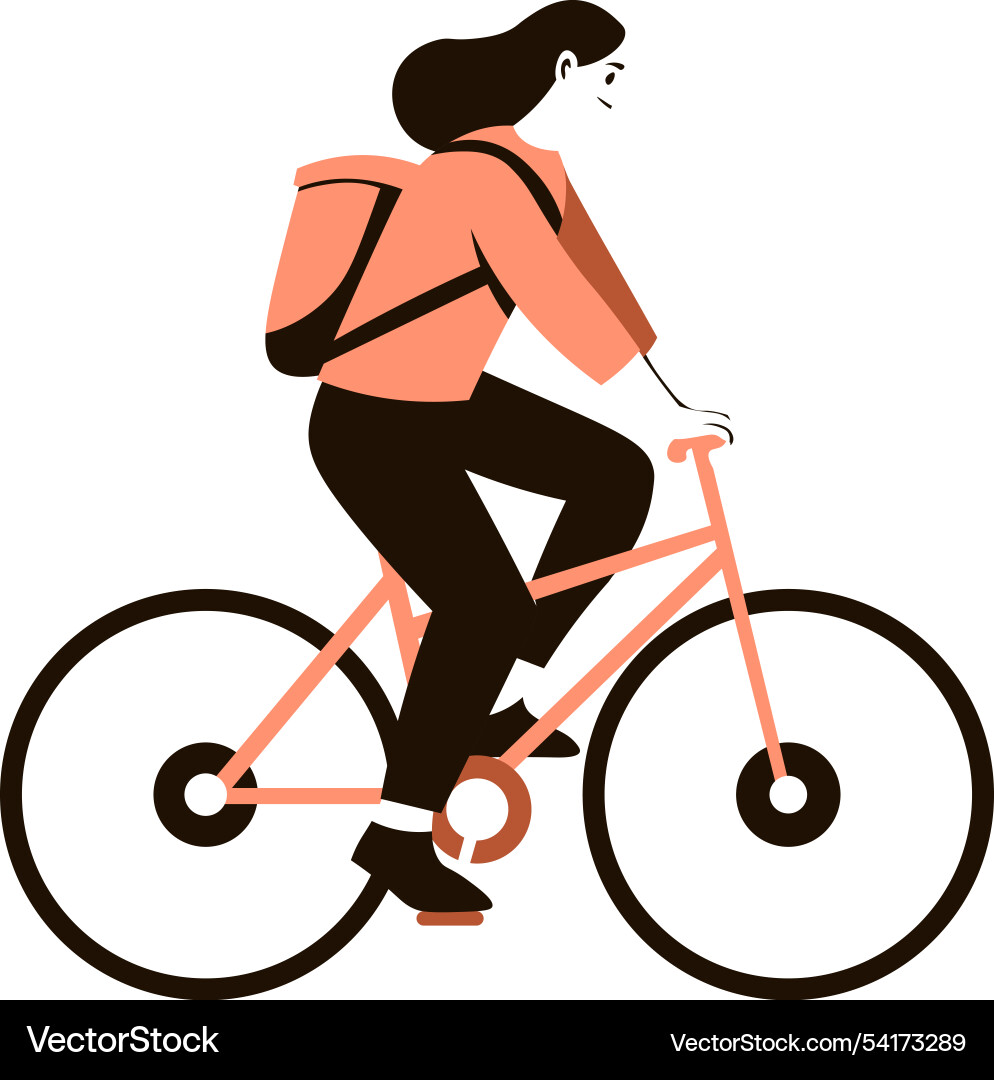 Woman riding bicycle art Royalty Free Vector Image