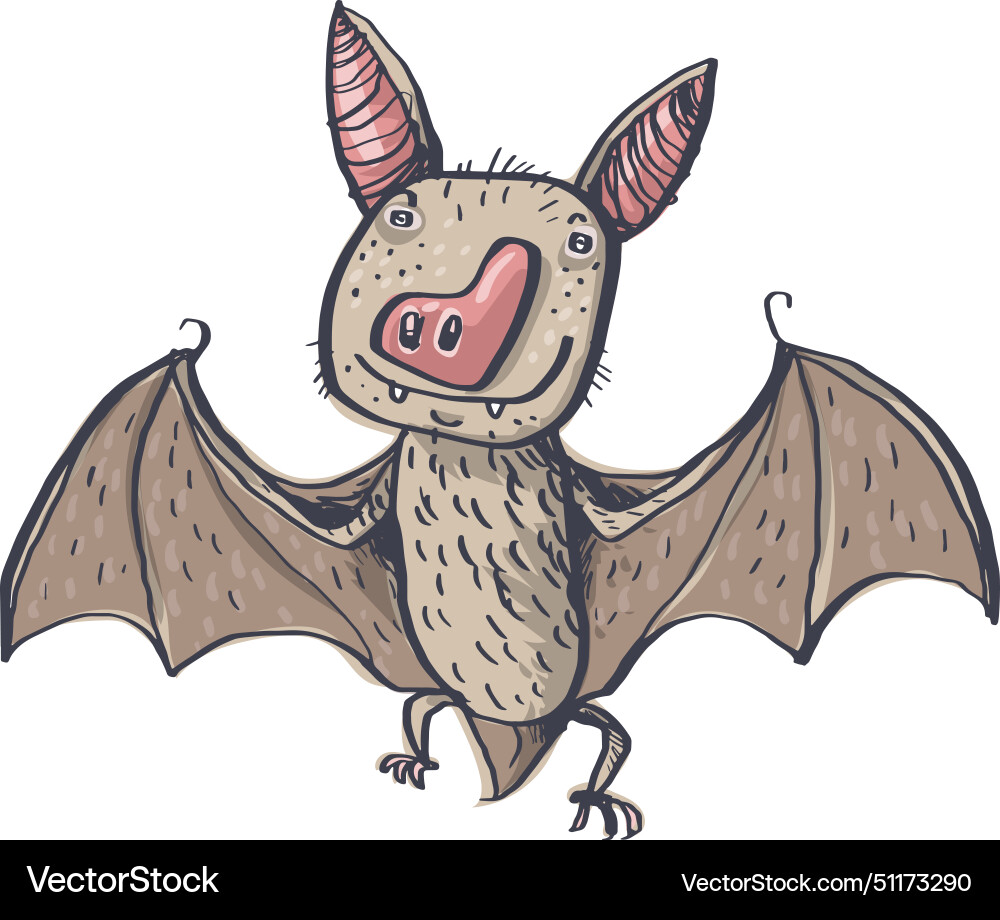 Benevolent bat comic character Royalty Free Vector Image