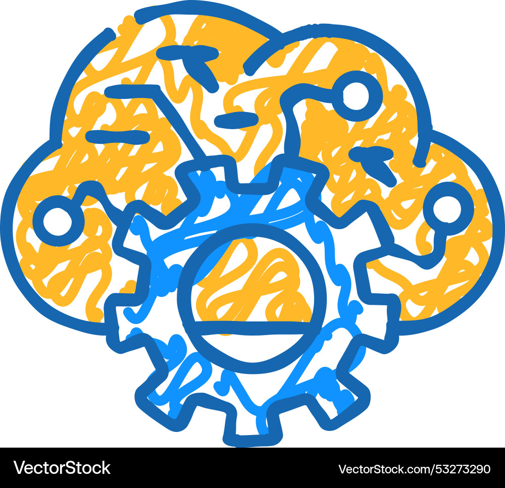 Cloud data erp icon doodle Royalty Free Vector Image