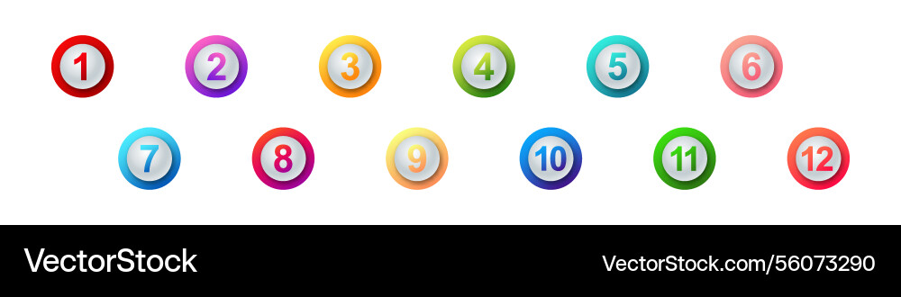 Colorful numbered bullet points for presentations Vector Image