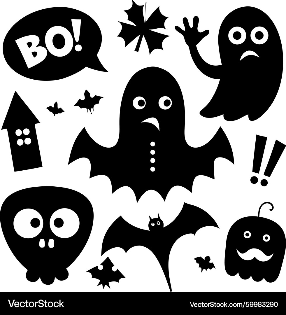 Halloween Silhouettes: Spooky Icons Royalty Free Vector