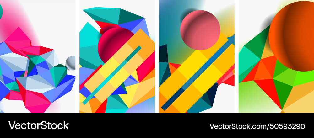 Set of geometric abstract composition with spheres