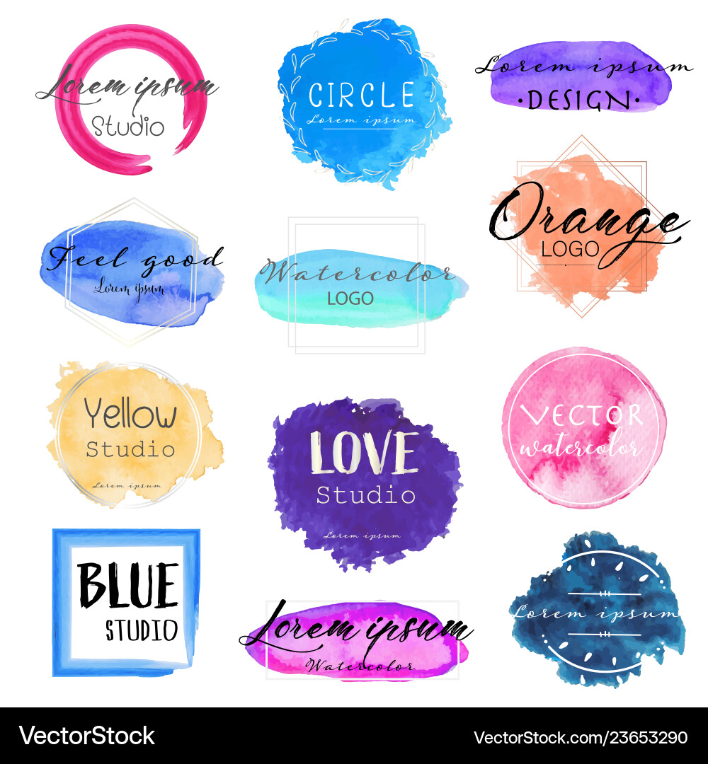 Watercolor logo set Royalty Free Vector Image - VectorStock