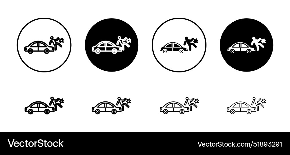 Accident icon set collection outline Royalty Free Vector